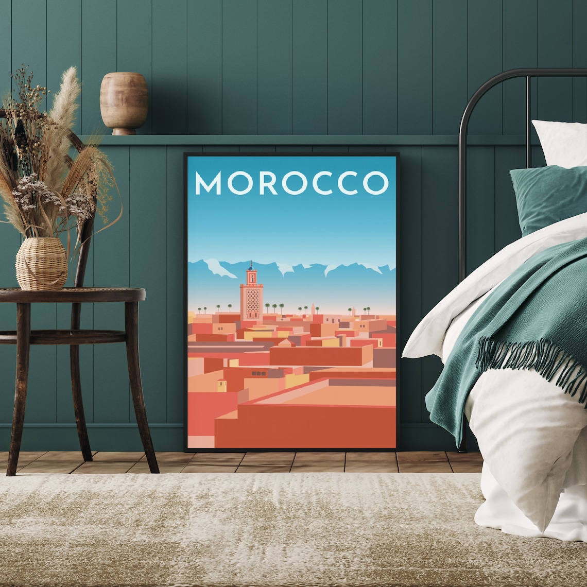 Morocco Poster Morocco Retro Art Print Decor Arabic Poster | Etsy
