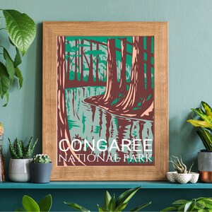 Congaree National Park Travel Poster, South Carolina USA Art Print ...