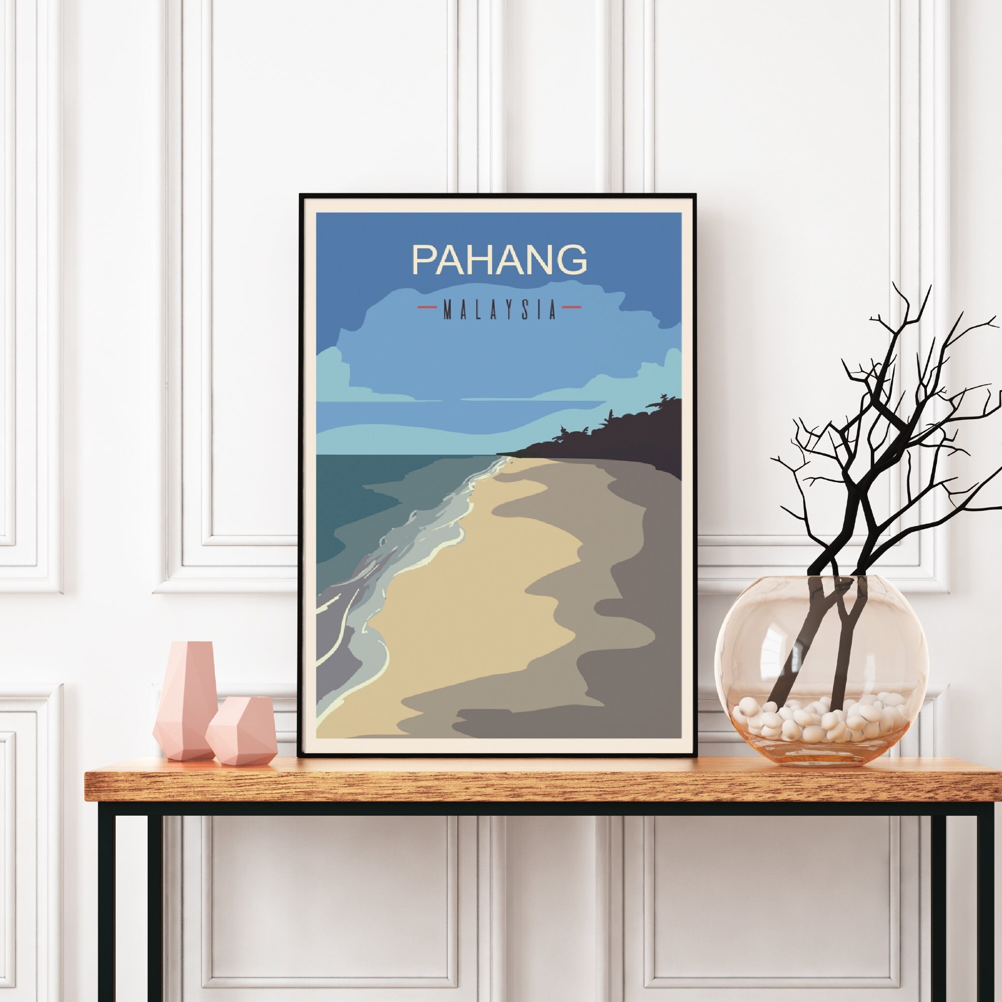 Malaysia Travel Poster Pahang Print Balok Beach Batu Hitam | Etsy