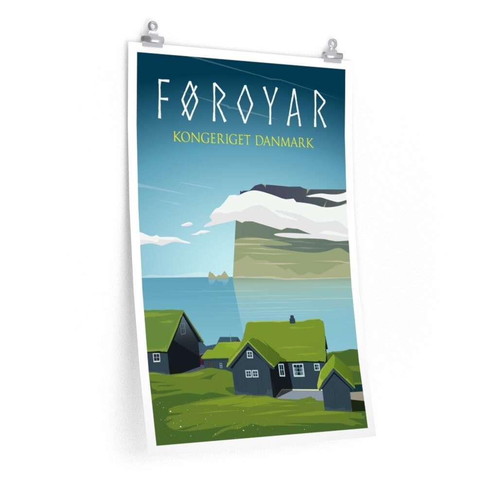 Denmark Travel Poster Faroe Islands Print Scandinavia Cabin | Etsy