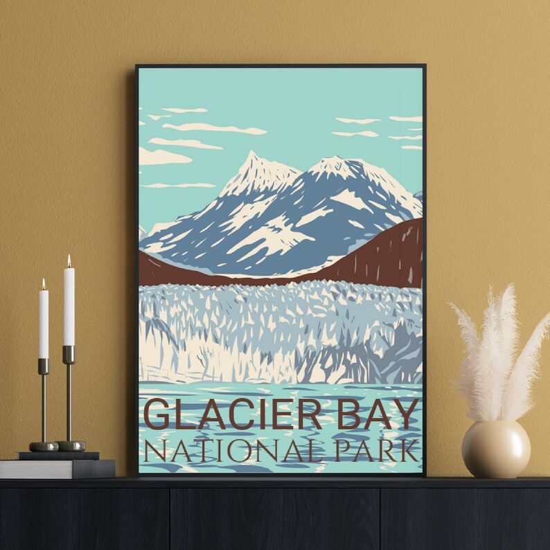Glacier Bay National Park Poster Glacier Bay Print Retro - Etsy