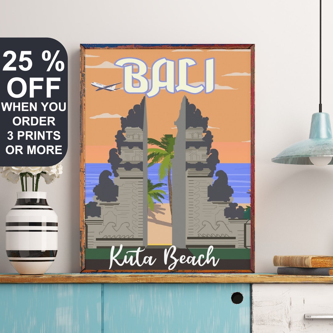 Bali Travel Poster, Kuta Beach, Indonesia Wall Art, Bali Print, Bali ...