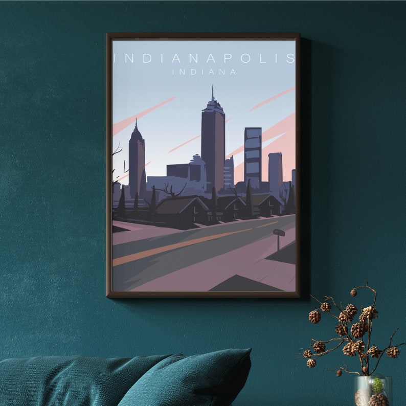 Indianapolis Travel Poster Indiana Travel Print Indianapolis - Etsy