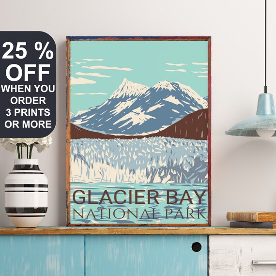 Glacier Bay National Park Poster Glacier Bay Print Retro | Etsy