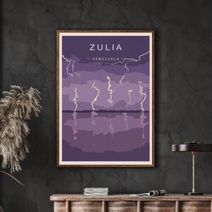 Venezuela Travel Poster, Zulia Print, Catatumbo Lightning, Lake ...