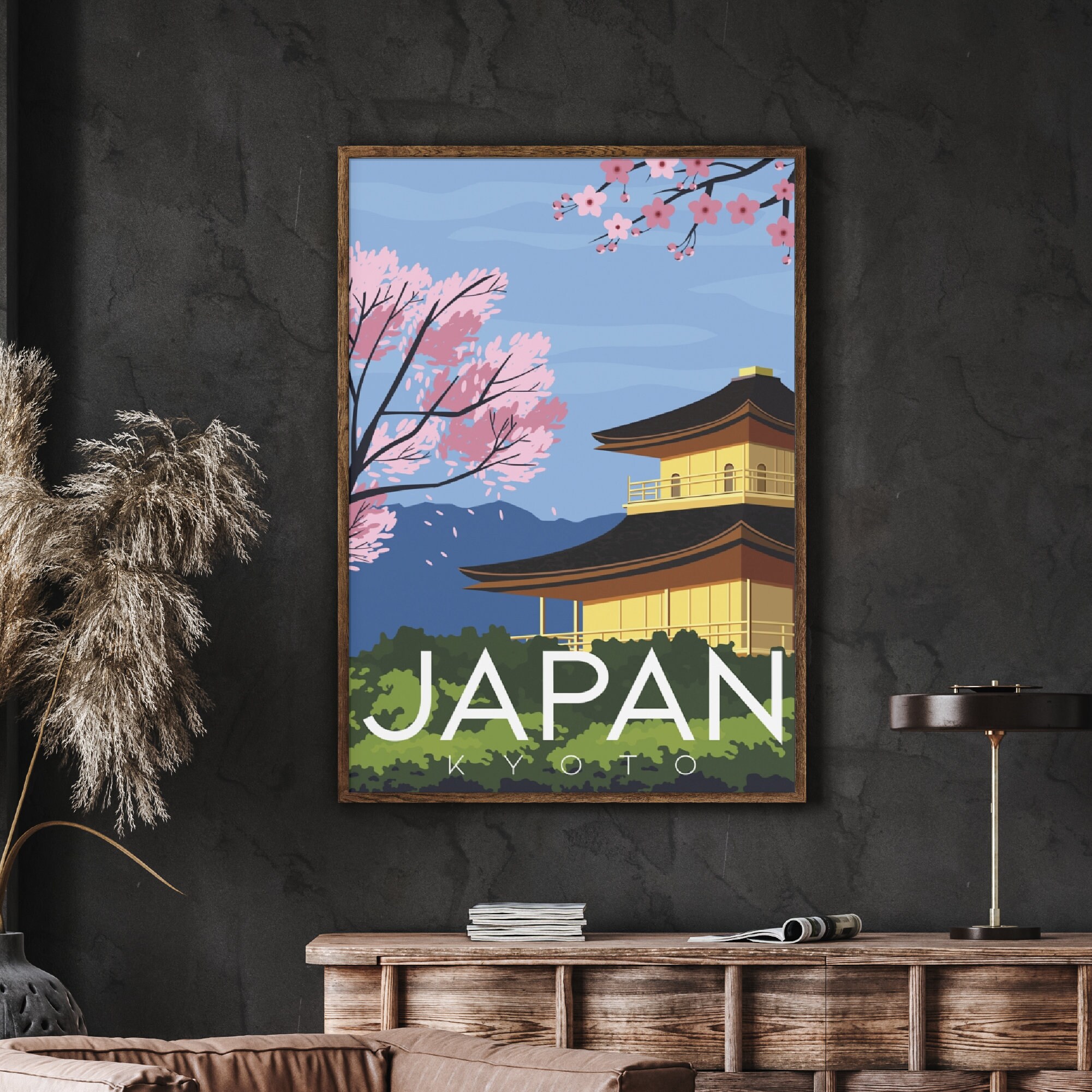 Japan Travel Poster Golden Pavilion Kyoto Print Japan - Etsy