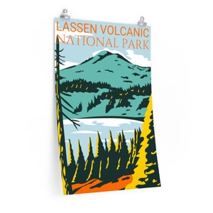 Lassen Volcanic National Park Poster, National Park Print, Sierra ...