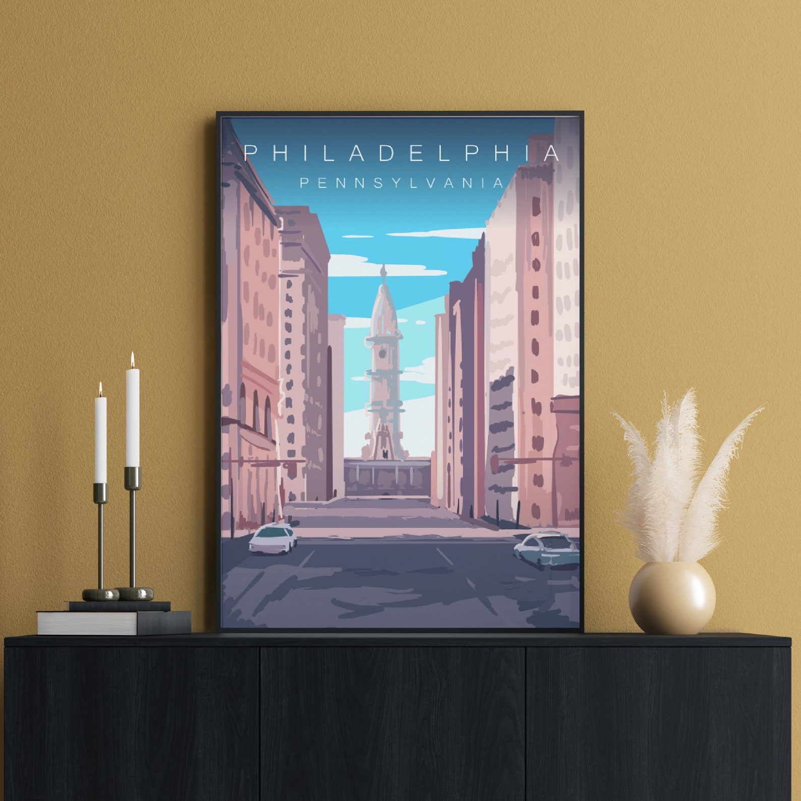 Philadelphia Travel Poster Philadelphia Print City Hall Wall - Etsy