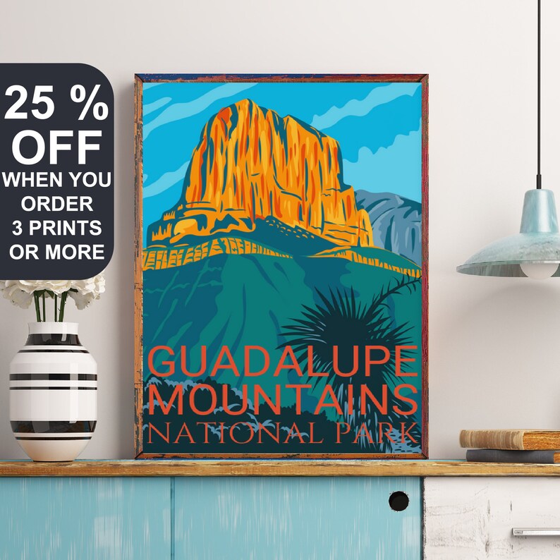 Guadalupe Mountains National Park Poster Texas Art Hiking - Etsy