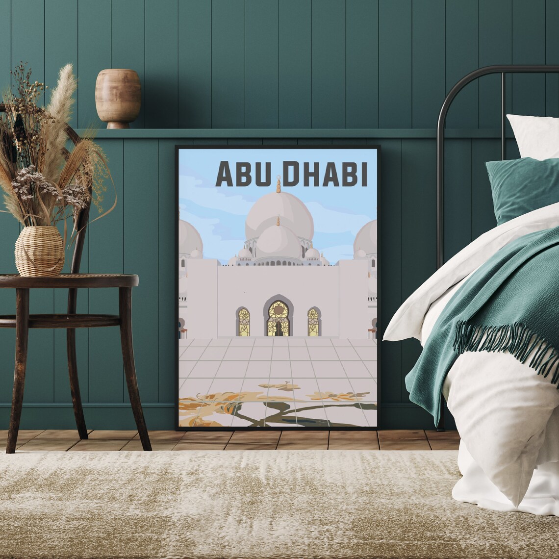 Abu Dhabi UAE Travel Poster Sheikh Zayed Grand Mosque United - Etsy