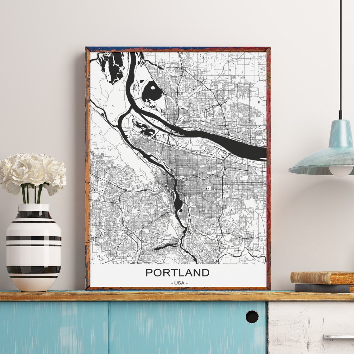 Portland Map Print Oregon Mapposter Oregon Boho Art City | Etsy