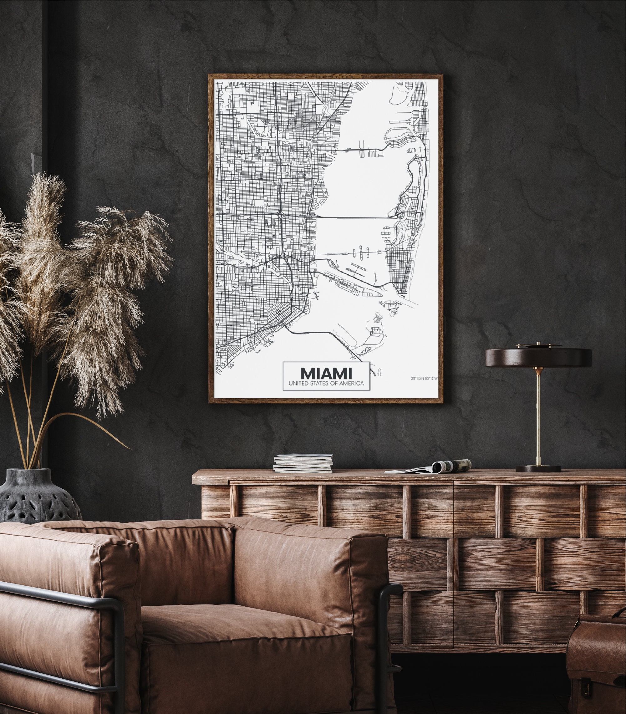 Miami Map Print Florida Map Poster Map of Miami Home Map | Etsy