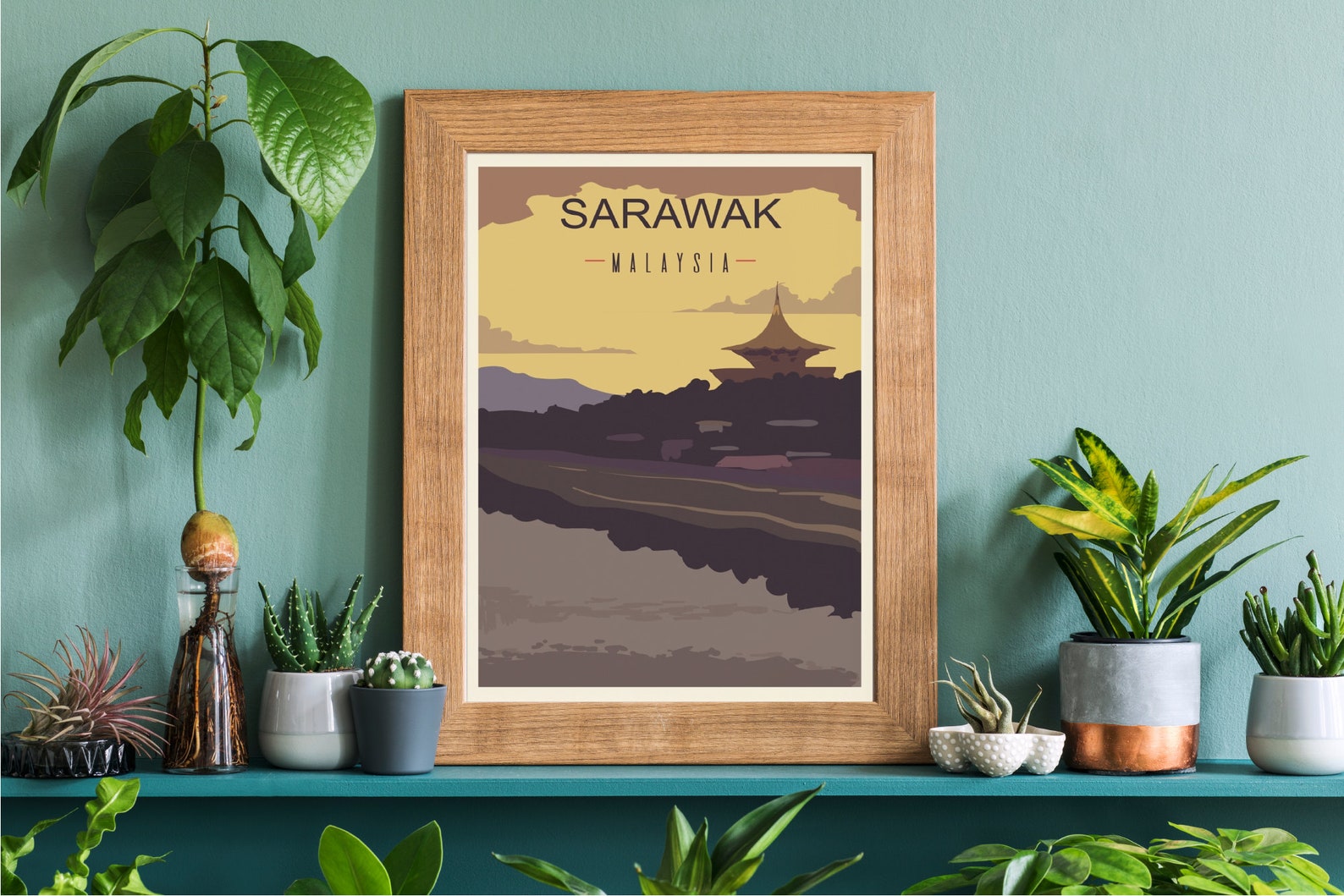 Malaysia Travel Poster Sarawak Print Borneo Kuching Sarawak | Etsy