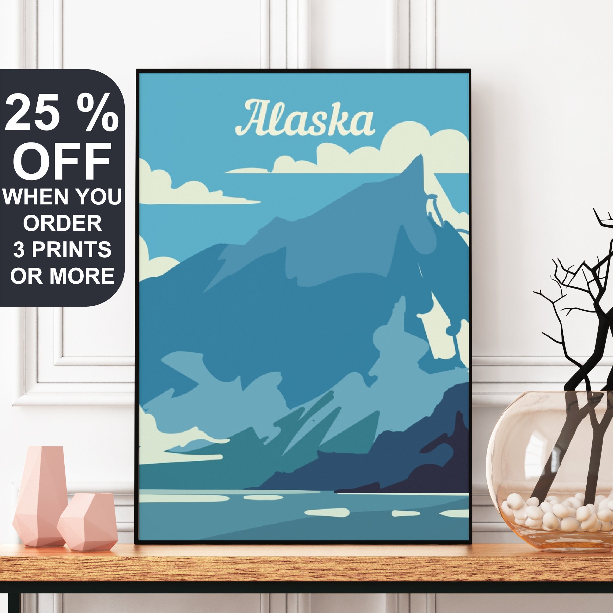 Alaska Travel Poster Rustic Poster Print Alaska State Print | Etsy