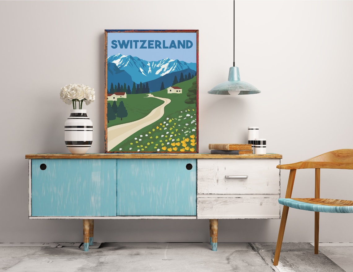 Switzerland Poster Mountain Print Swiss Alps Poster Swiss - Etsy