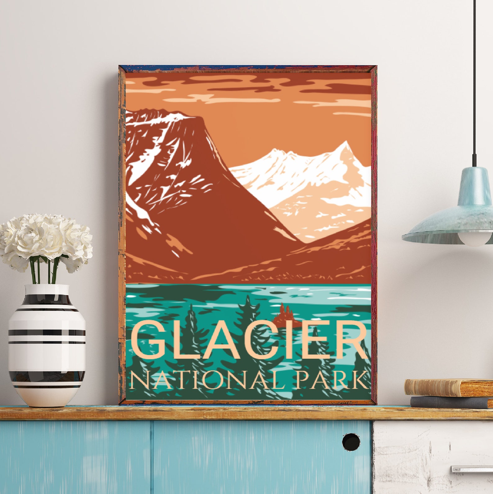 Glacier National Park Poster Montana Poster Glacier Poster - Etsy