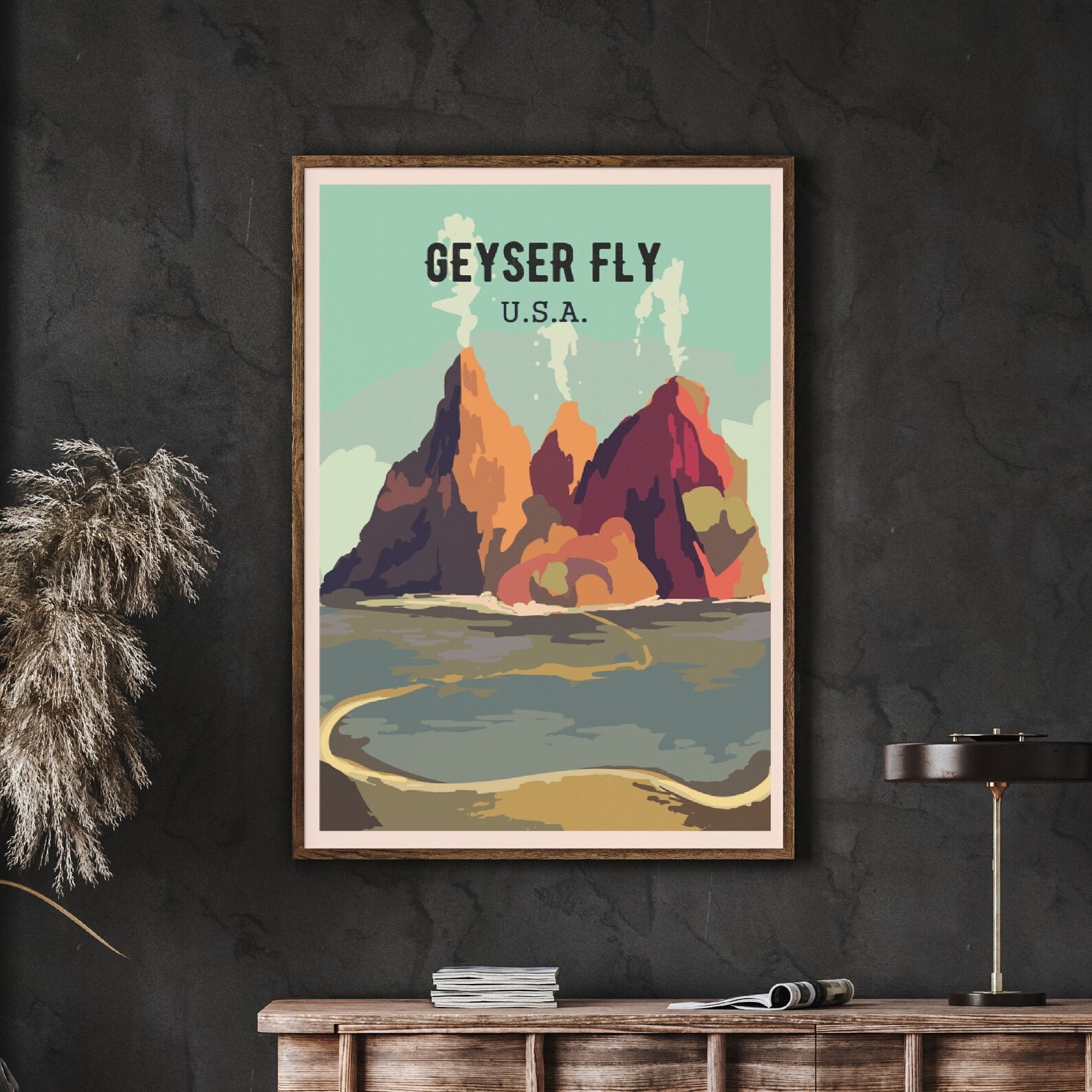 Nevada Travel Poster Fly Geyser Print Geyser Fly Artwork | Etsy