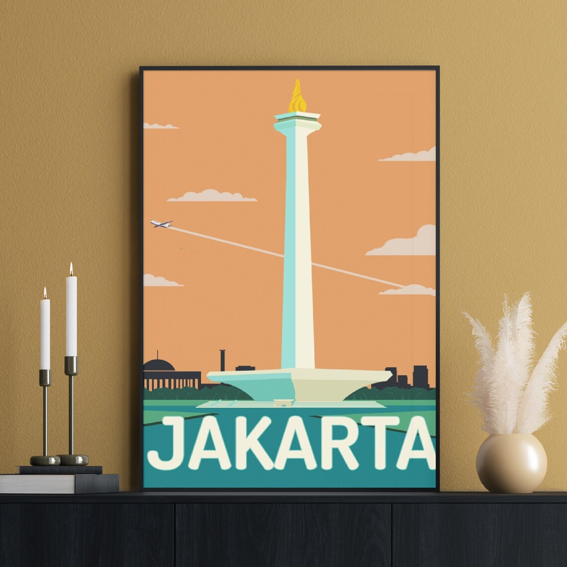 Jakarta Travel Poster Indonesia Print Jakarta Wall Art Asia - Etsy