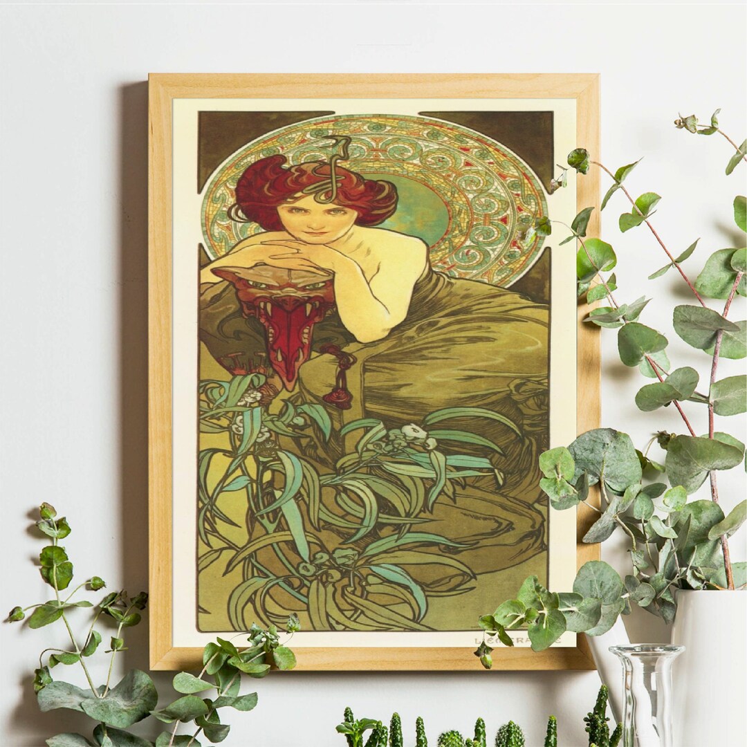 Art Nouveau Alphonse Mucha the Emerald Art Nouveau Print - Etsy