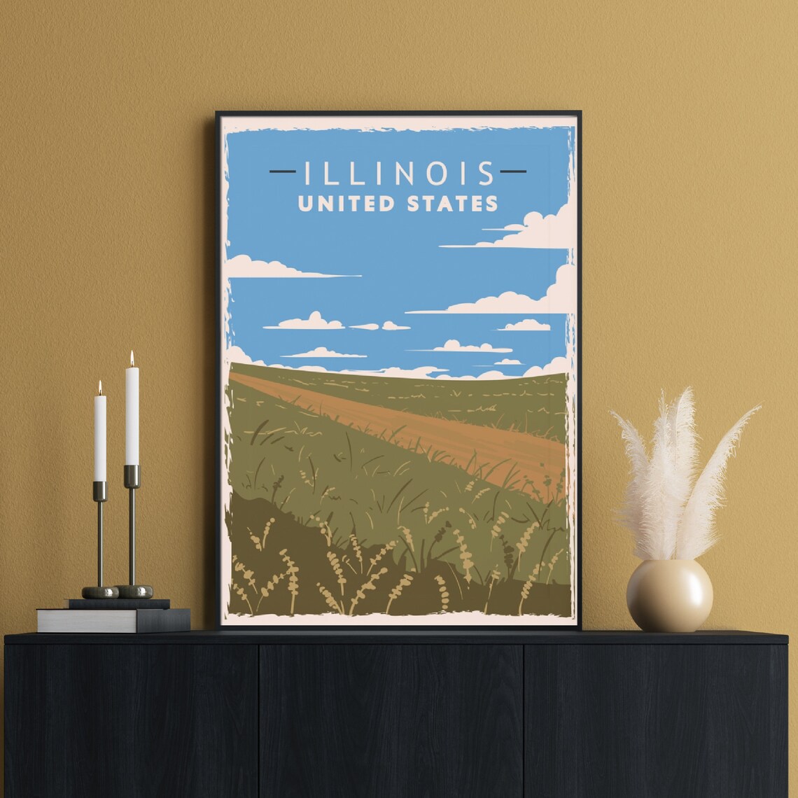 Retro Style Travel Poster Illinois Vintage Rustic Poster - Etsy