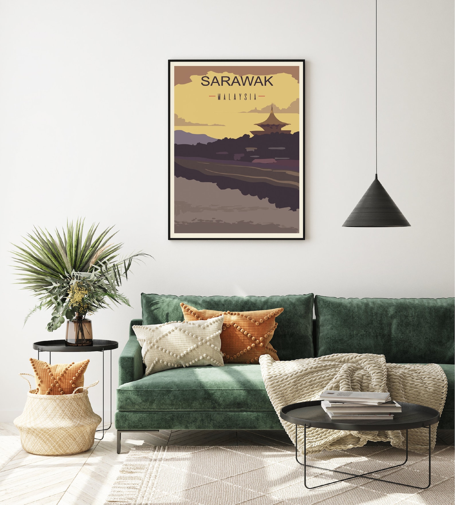 Malaysia Travel Poster Sarawak Print Borneo Kuching Sarawak | Etsy