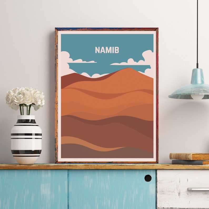 Namibia Travel Poster Namib Desert Print Africa Wall Art | Etsy