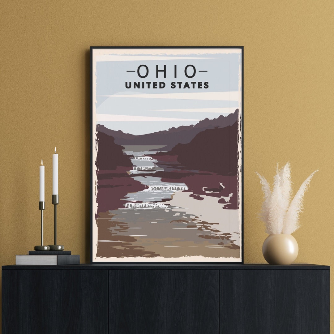 Ohio Travel Poster, Hocking Hills Poster, Ohio Wall Decor, Ohio Art ...