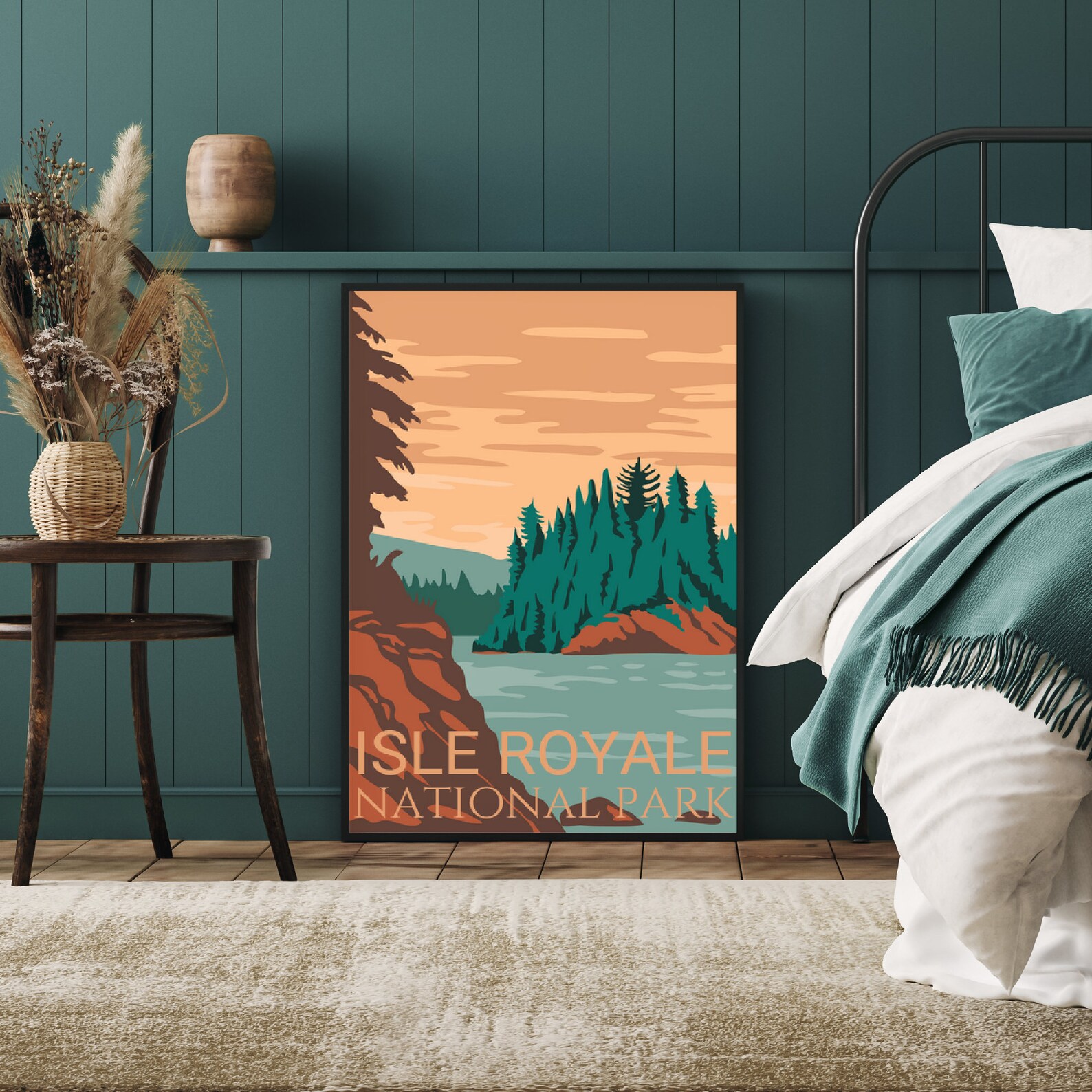 Isle Royale National Park Print Retro Travel Poster Windigo | Etsy