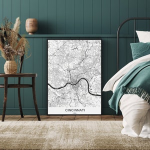 Cincinnati City Map, Ohio Map Art, Map of Cincinnati, City Street Map ...