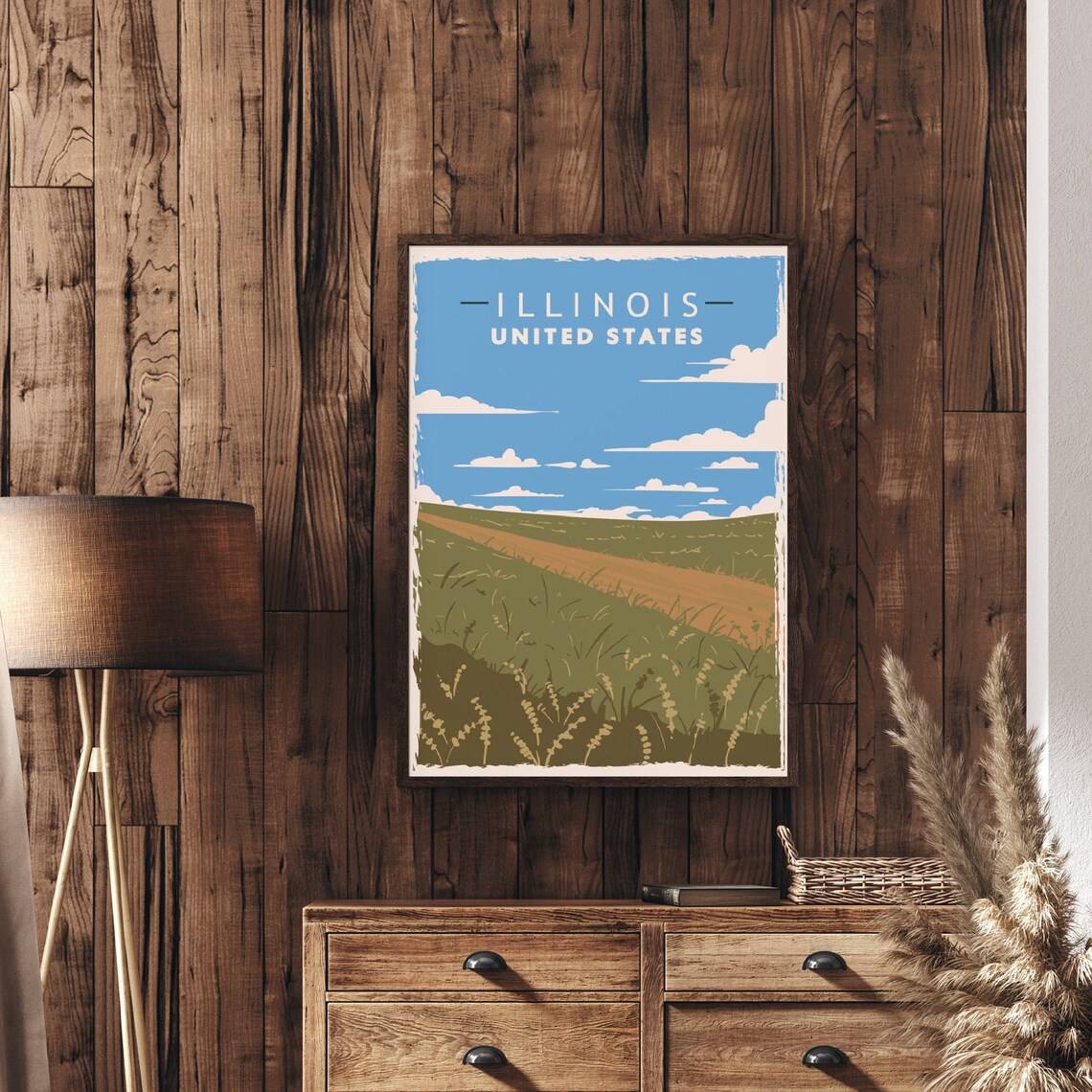 Retro Style Travel Poster Illinois Vintage Rustic Poster - Etsy