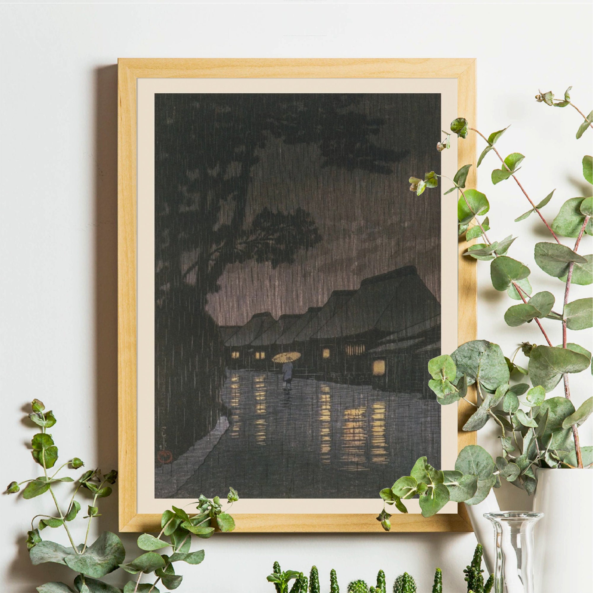 Japanese Art Japanese Poster Rain at Maekawa Kawase Hasui - Etsy