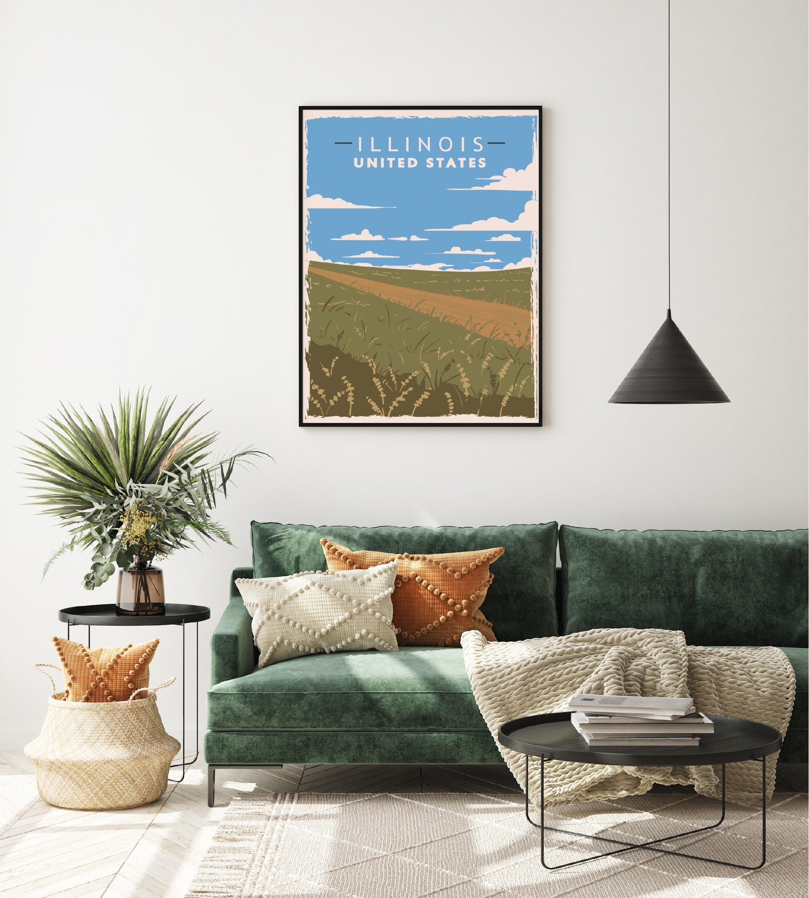 Retro Style Travel Poster Illinois Vintage Rustic Poster - Etsy