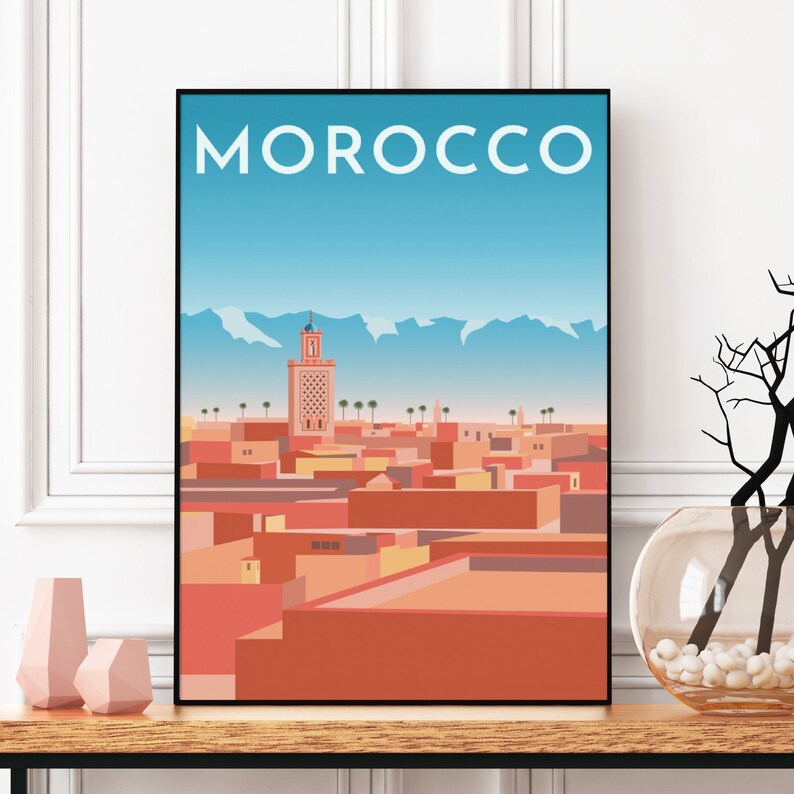 Morocco Poster Morocco Retro Art Print Decor Arabic Poster | Etsy