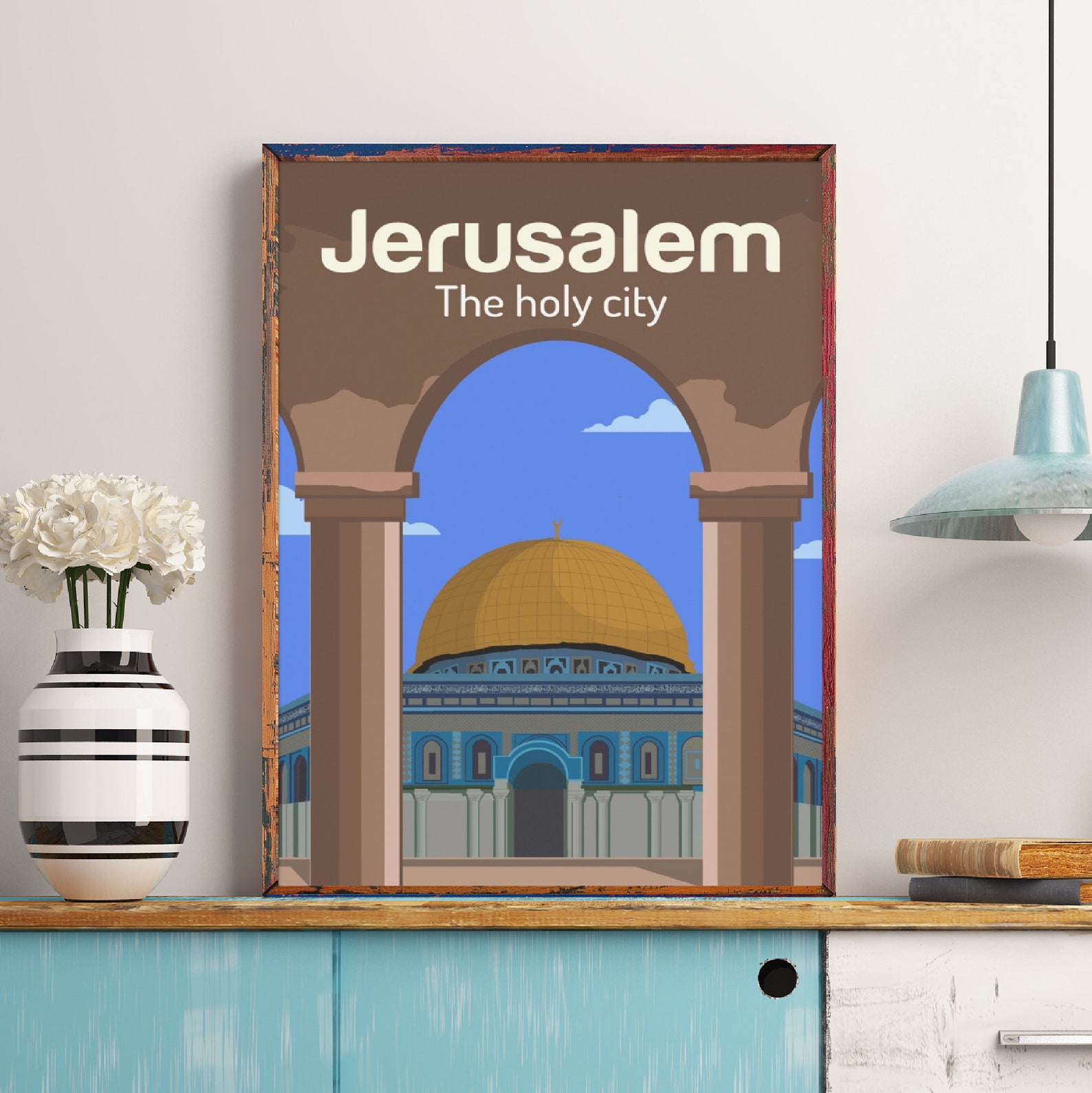 Jerusalem Travel Poster Dome of the Rock Print the Old City - Etsy