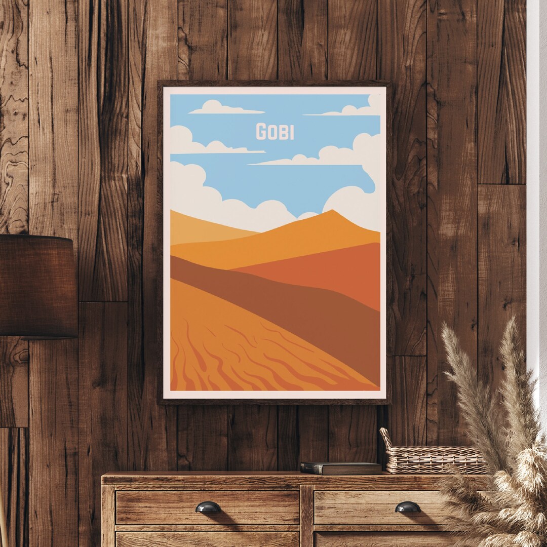 Mongolia Travel Poster, Gobi Desert, Mongolia Print, Northern China ...