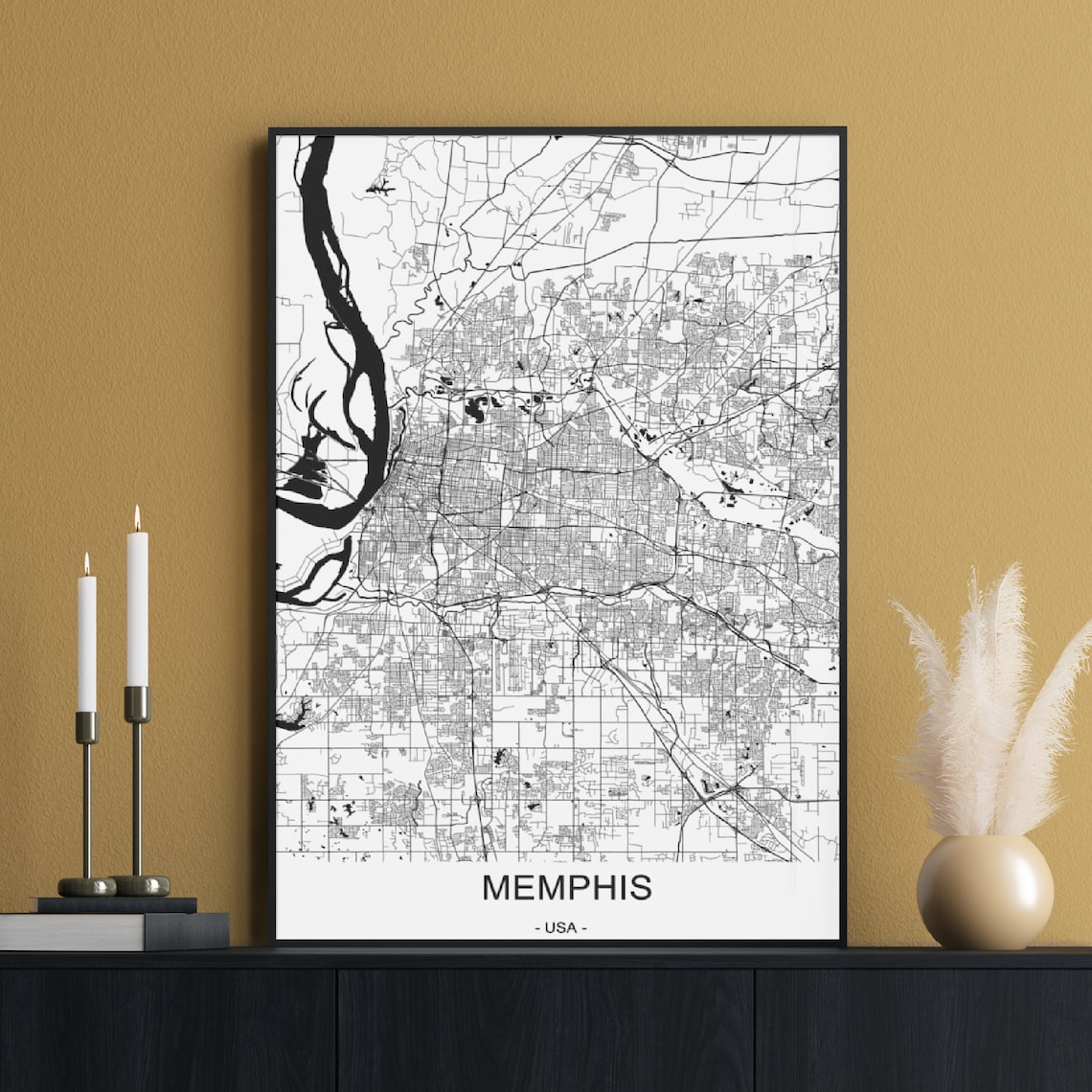 Memphis Map Print Tennessee Map Poster Memphis Fine Art - Etsy