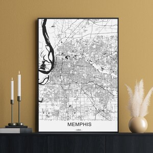 Memphis Map Print, Tennessee Map Poster, Memphis Fine Art, City Street ...