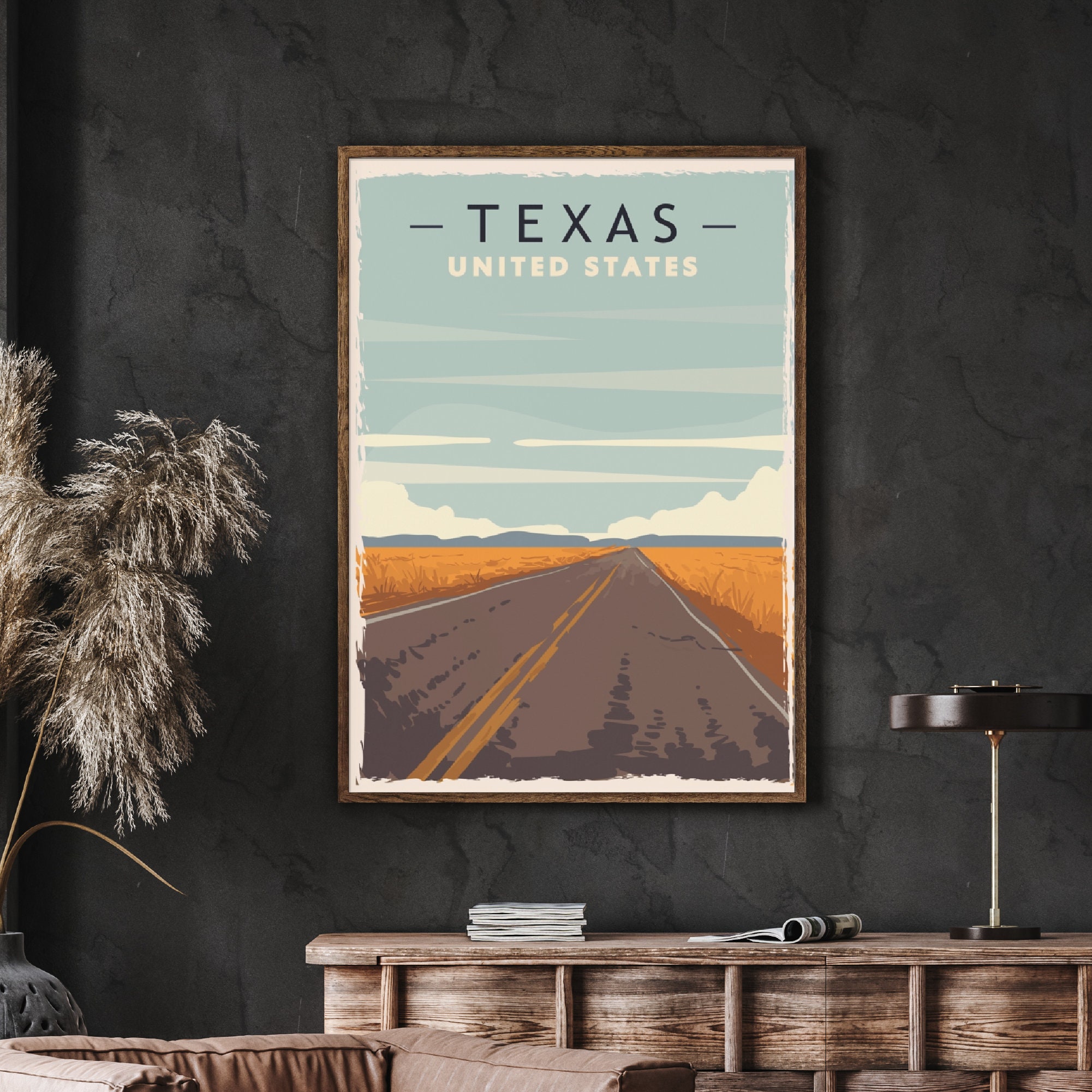 Texas Travel Poster Texas State Map Poster the Lone Star | Etsy