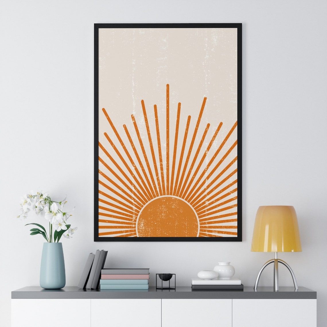 Rising Sun Wall Art Boho Wall Art Decor Mid Century Modern - Etsy