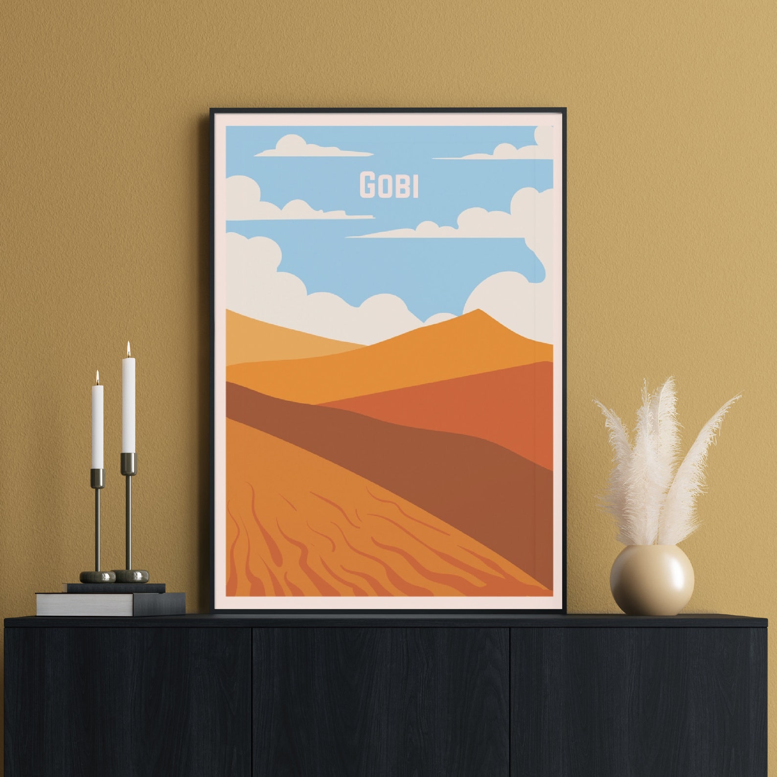 Mongolia Travel Poster Gobi Desert Mongolia Print Northern | Etsy