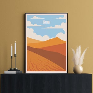 Mongolia Travel Poster, Gobi Desert, Mongolia Print, Northern China ...