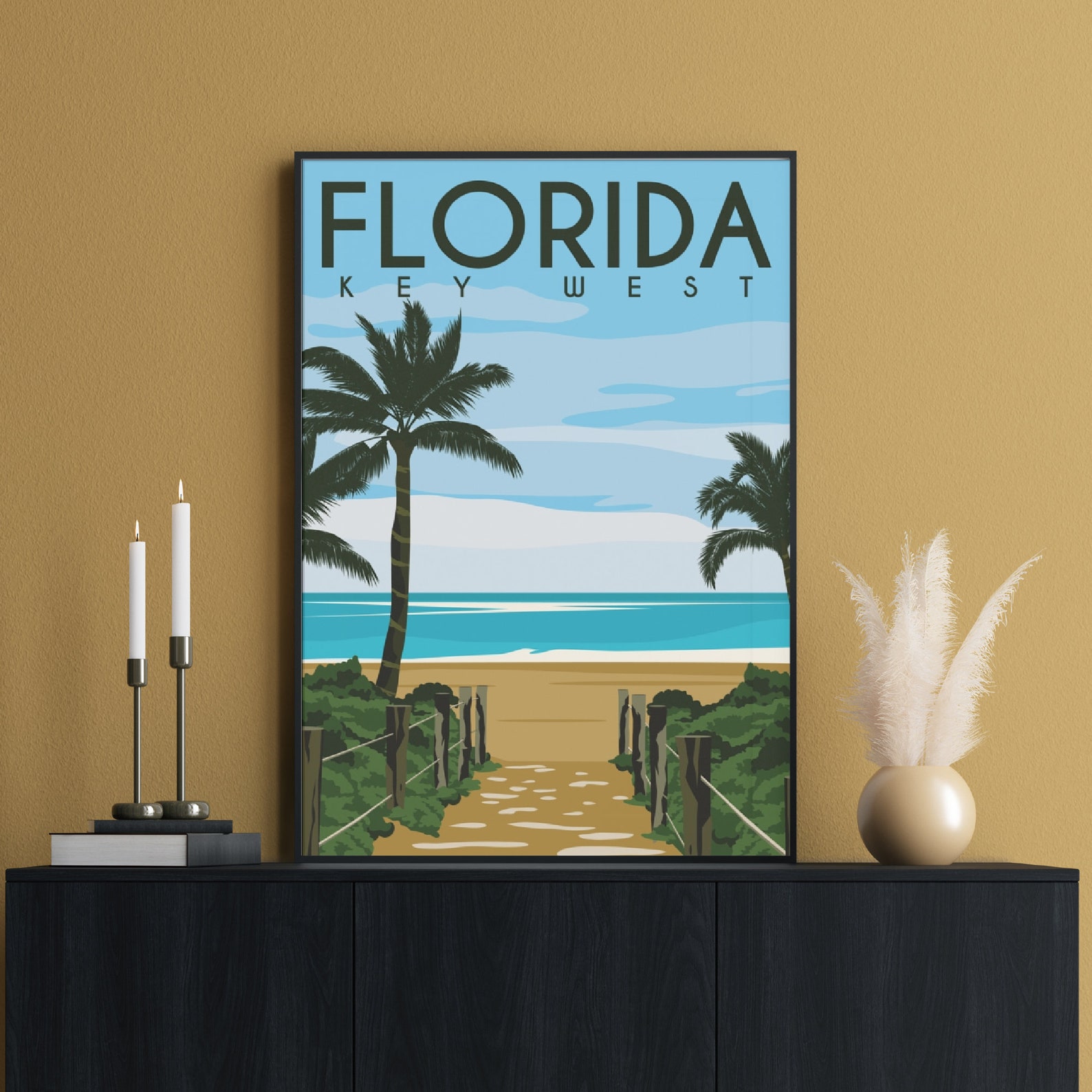 Key West Beach Print Florida Travel Poster Key West Florida | Etsy