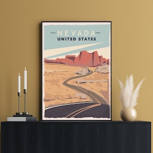 Nevada Travel Poster, Nevada Rustic Poster, Nevada Print, Valley of ...