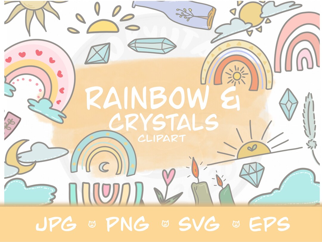 Kawaii Rainbow Clipart, Baby Rainbow Design, Boho Elements, Rainbow ...