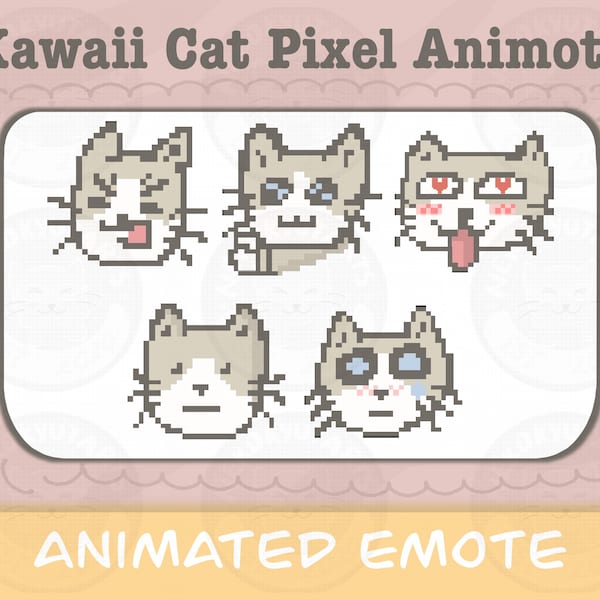 Pixel Cute Cat Animated - Etsy