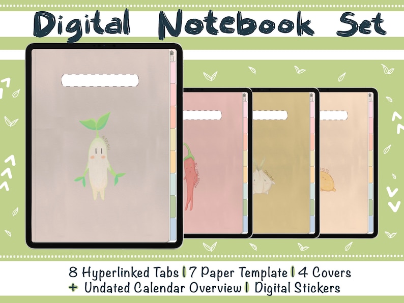 Kawaii Plant Themed Goodnotes Digital Notebook, Notability, 8 ...