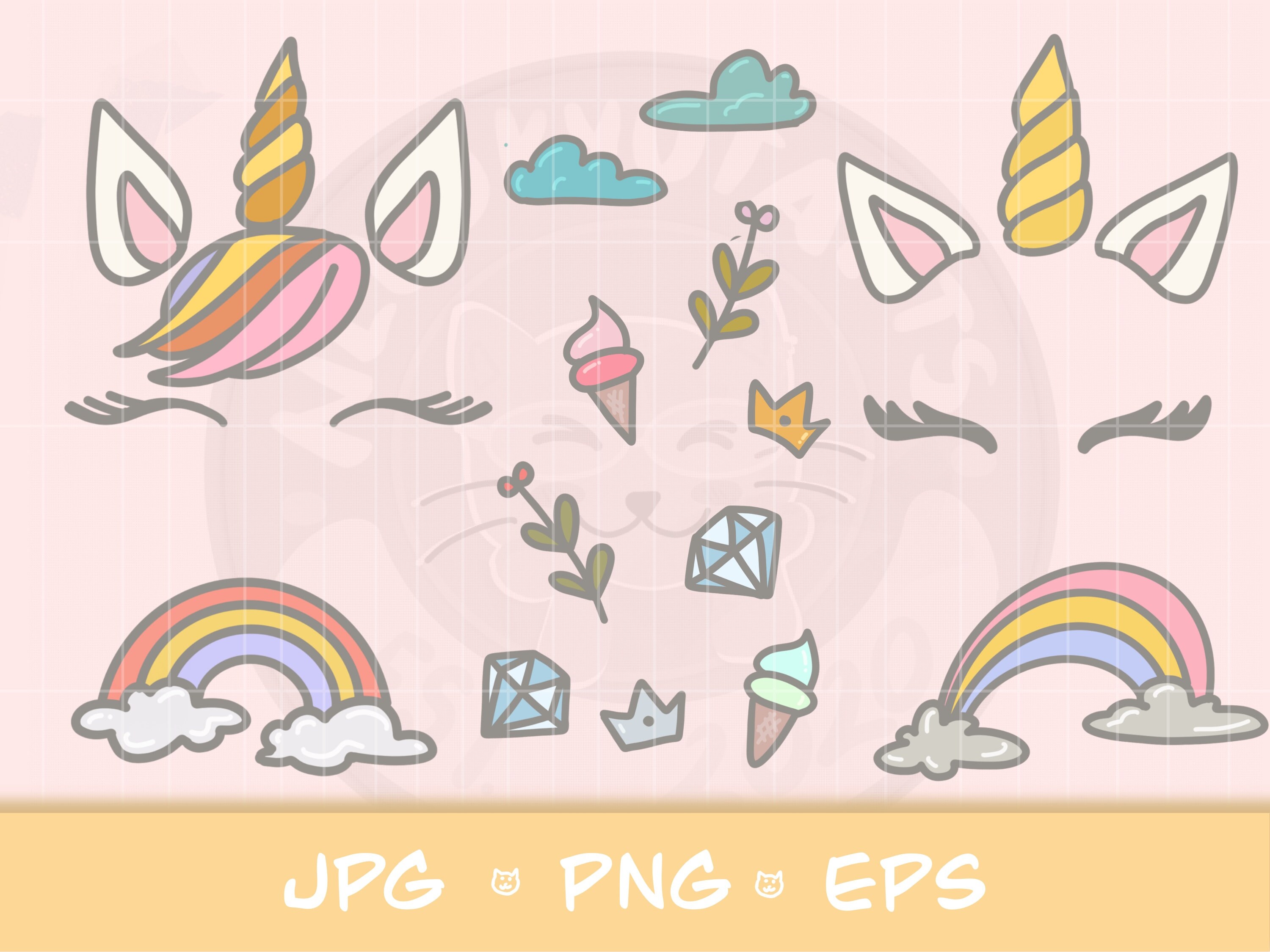 Cute Unicorn Clipart, Unicorn Eyelashes, Pony Party, Rainbow Clip Art ...