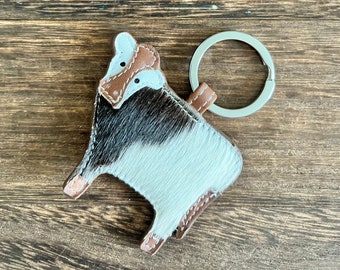 Brown Horse 2 Real Cowhide Fur and Leather Key Holder Ring - Etsy