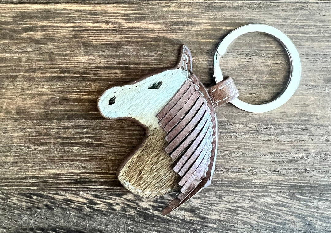 Brown Horse 2 Real Cowhide Fur and Leather Key Holder Ring - Etsy