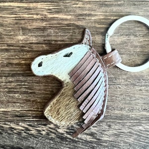 Brown Horse 2 Real Cowhide Fur and Leather Key Holder Ring - Etsy